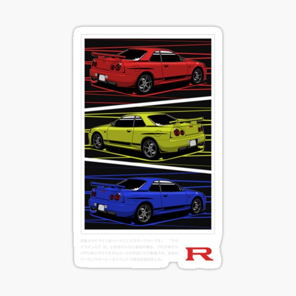 "Nissan Skyline Gtr R34 T-ShirtNissan gtr r34 manga 3 color " Sticker ...