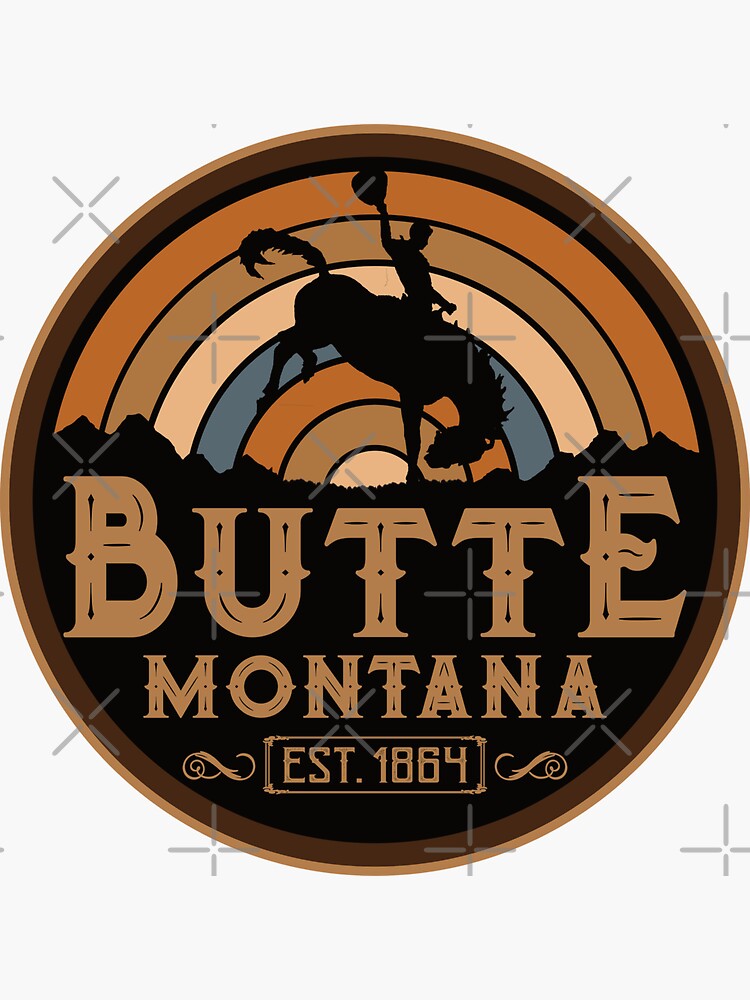 "Butte, Montana MT Retro Wild West Cowboy " Sticker for Sale by ...