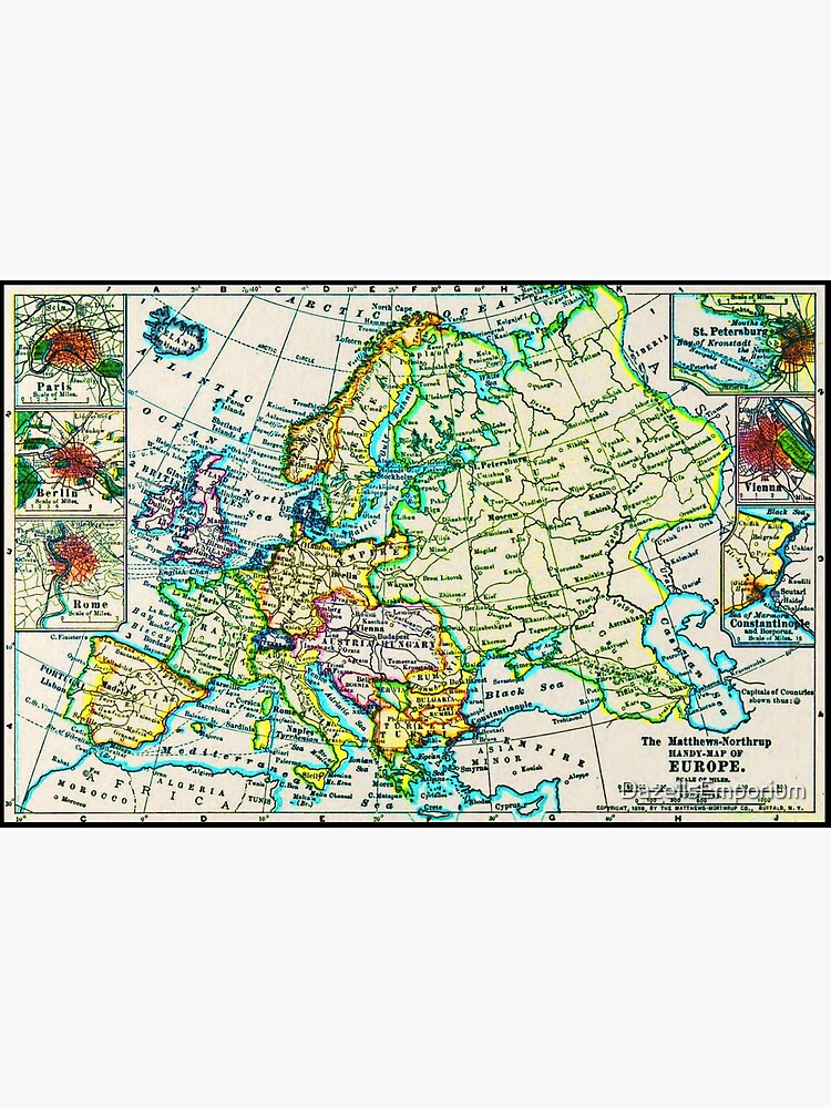 "Vintage Map of Europe - 1898 Illustration" Poster for Sale by ...