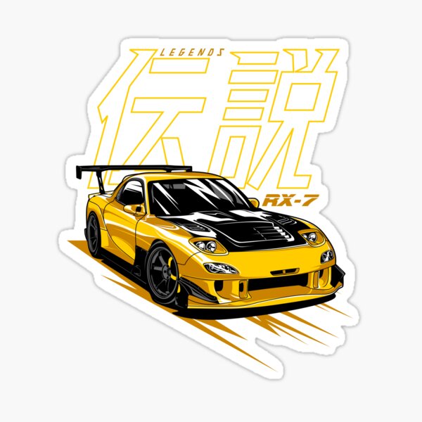 "Yellow Legends Sports Car RE Amemiya RX7 Racing Drift Tuned" Sticker ...