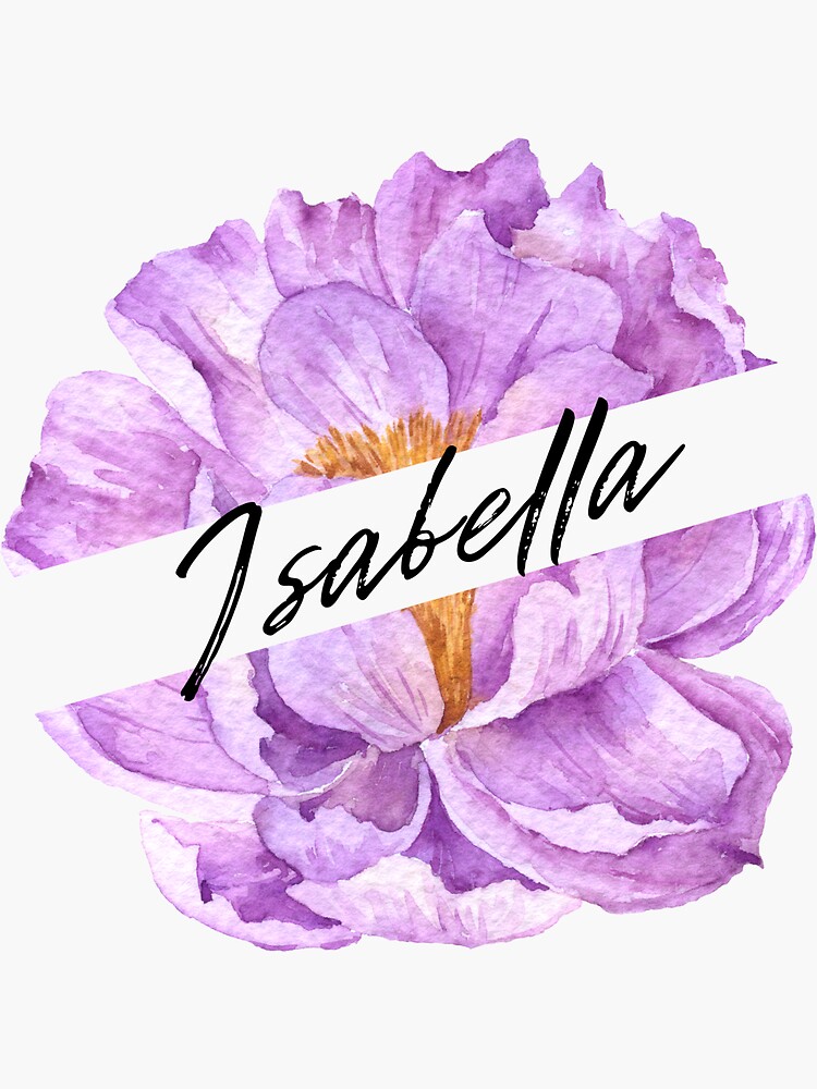 Pegatina «Isabella nombre personalizado en flor morada para regalo de ...