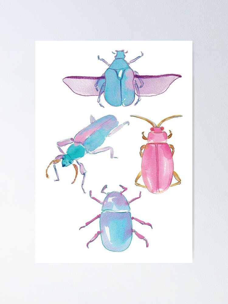 "4 Cute Pastel Insects" Poster for Sale by hermanandivy | Redbubble