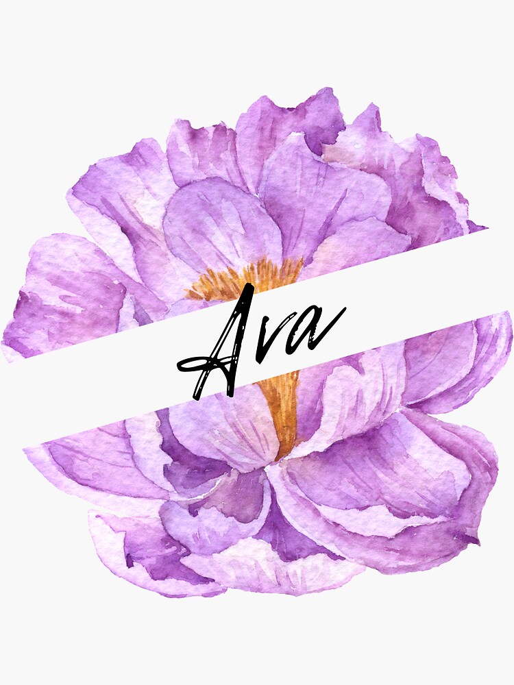 "Ava personalized name in purple flower for birthday gift" Sticker for ...