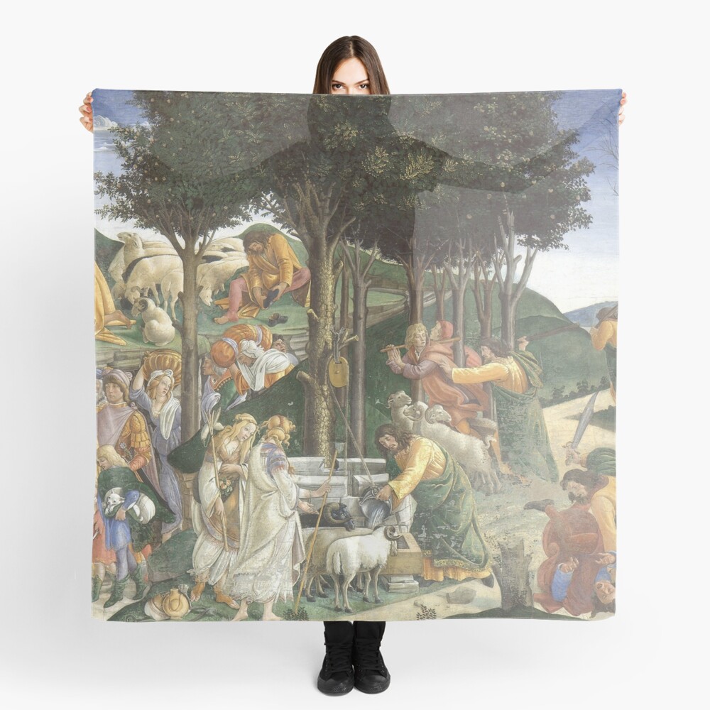 "Trials of Moses Painting by Botticelli - Sistine Chapel" Scarf by ...