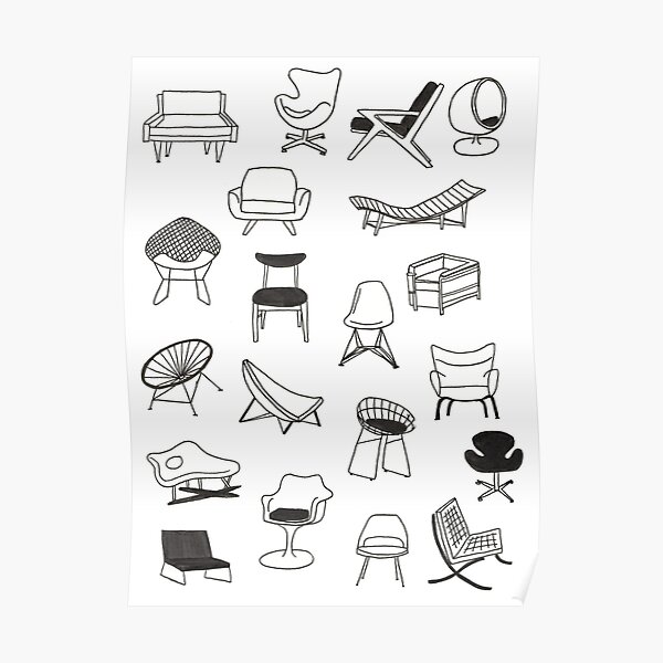 "Mid Century Modern Chair Collection" Poster for Sale by jenbucheli ...