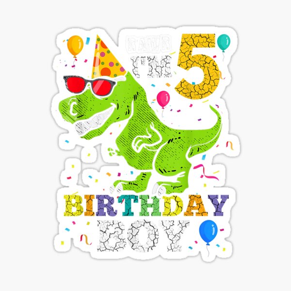 "5 Year Old 5th Birthday Boy T Rex Dinosaur" Sticker for Sale by lisadavidson16 | Redbubble