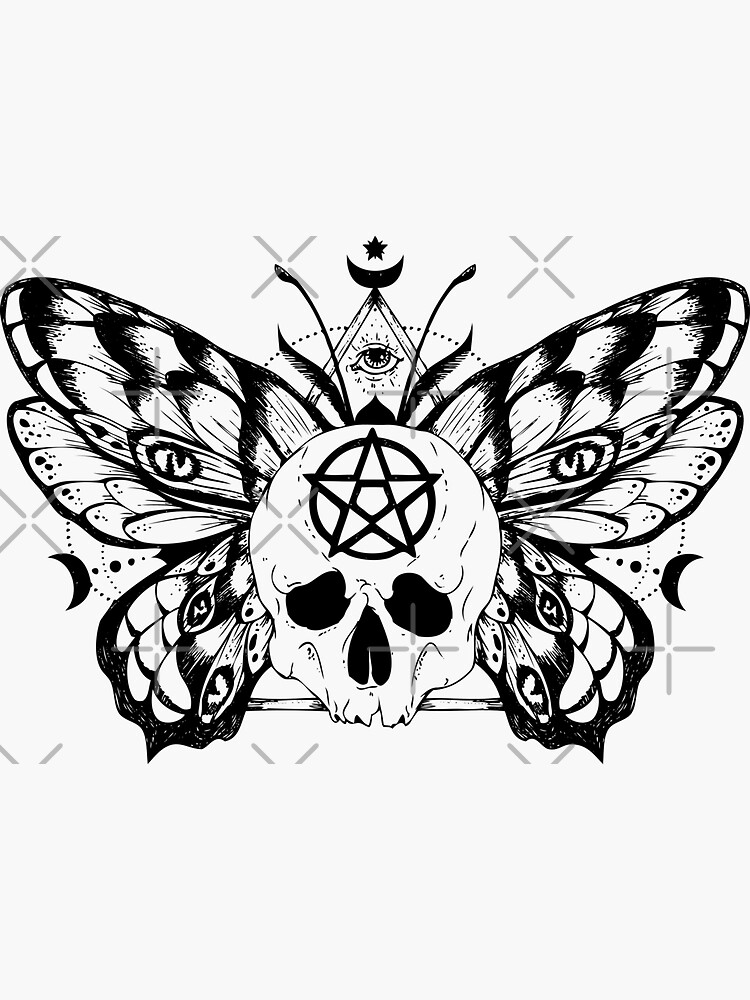 "Moth Skull & Pentagram | All Seeing Eye | Wicca | Gothic | Witchy ...