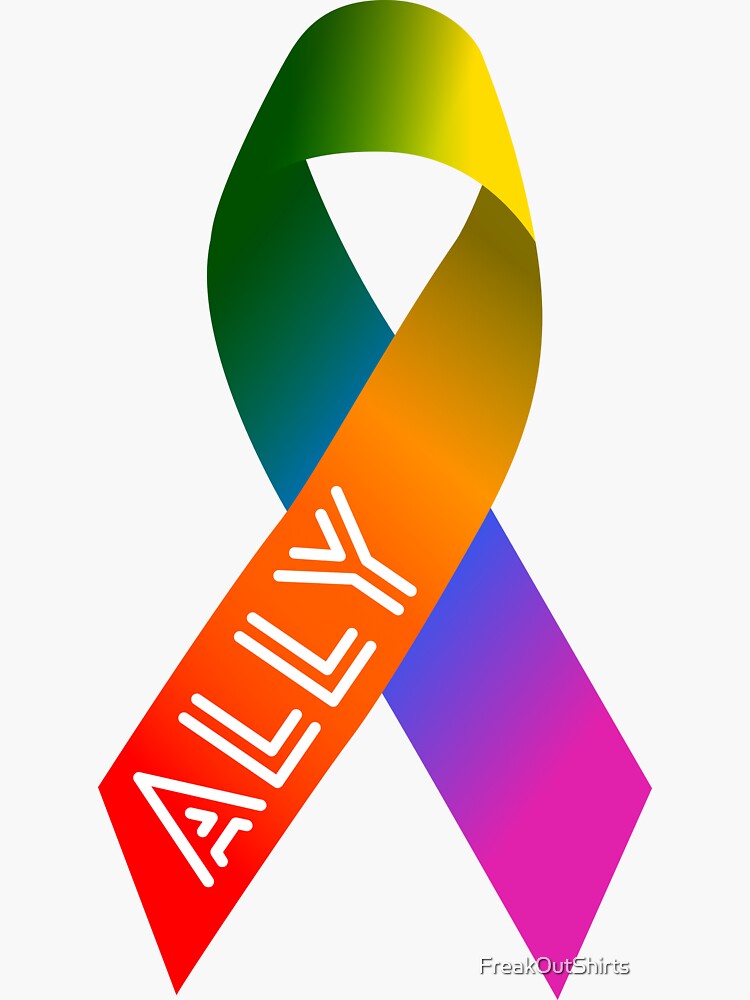 "Pride Flag Ally Ribbon" Sticker for Sale by FreakOutShirts | Redbubble