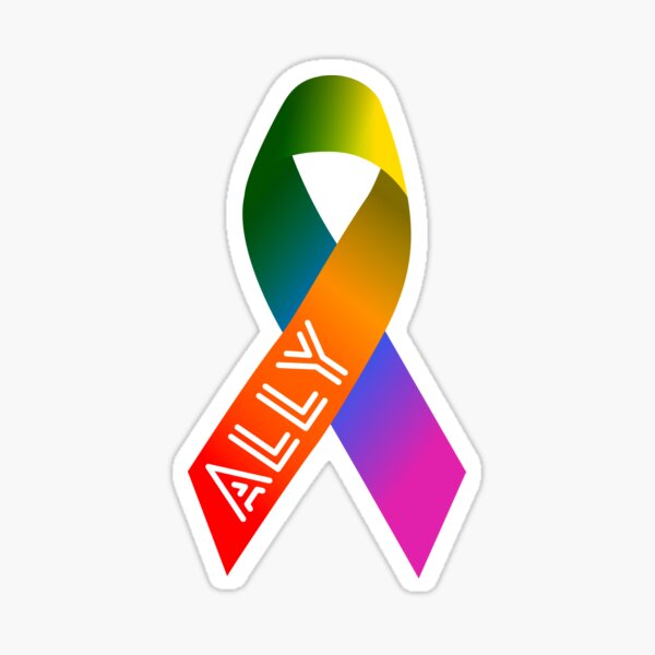"Pride Flag Ally Ribbon" Sticker for Sale by FreakOutShirts | Redbubble