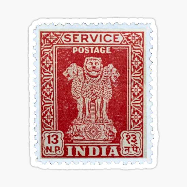 "Vintage Indian Lions Red Postage Stamp" Sticker for Sale by red ...