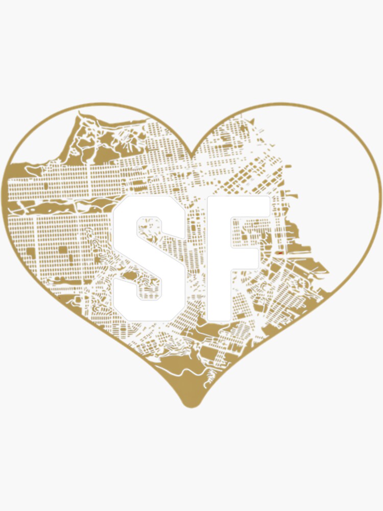 "Womens I Love San Francisco Football SF Heart Map Premium" Sticker for ...