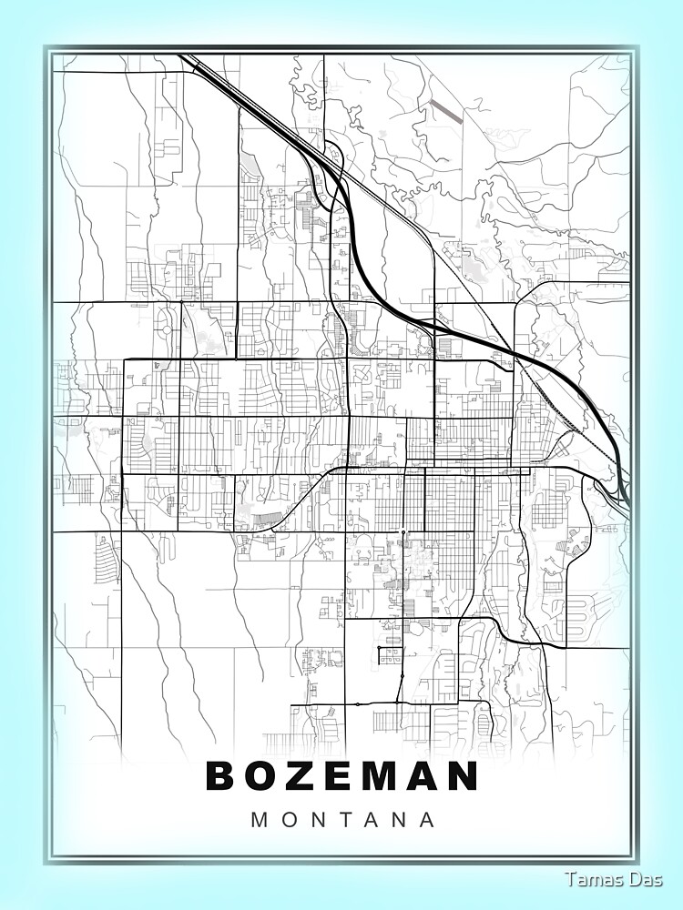 "Minimalist Blue Bozeman Map" Sticker for Sale by sibudas | Redbubble