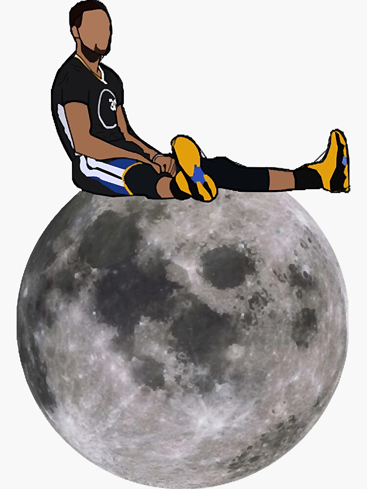"Steph Curry Sitting on the Moon - Golden State Warriors " Sticker for ...