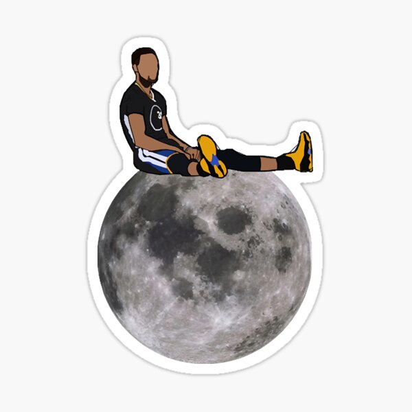 "Steph Curry Sitting on the Moon - Golden State Warriors " Sticker for ...
