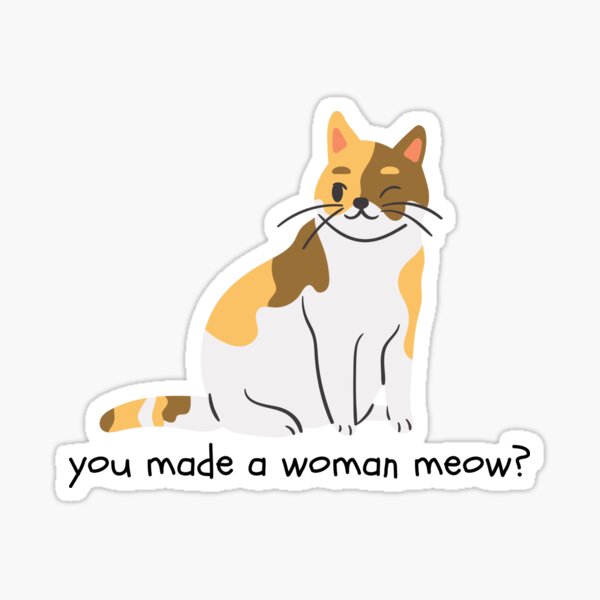 "you made a woman meow?" Sticker for Sale by inspiredtiger | Redbubble