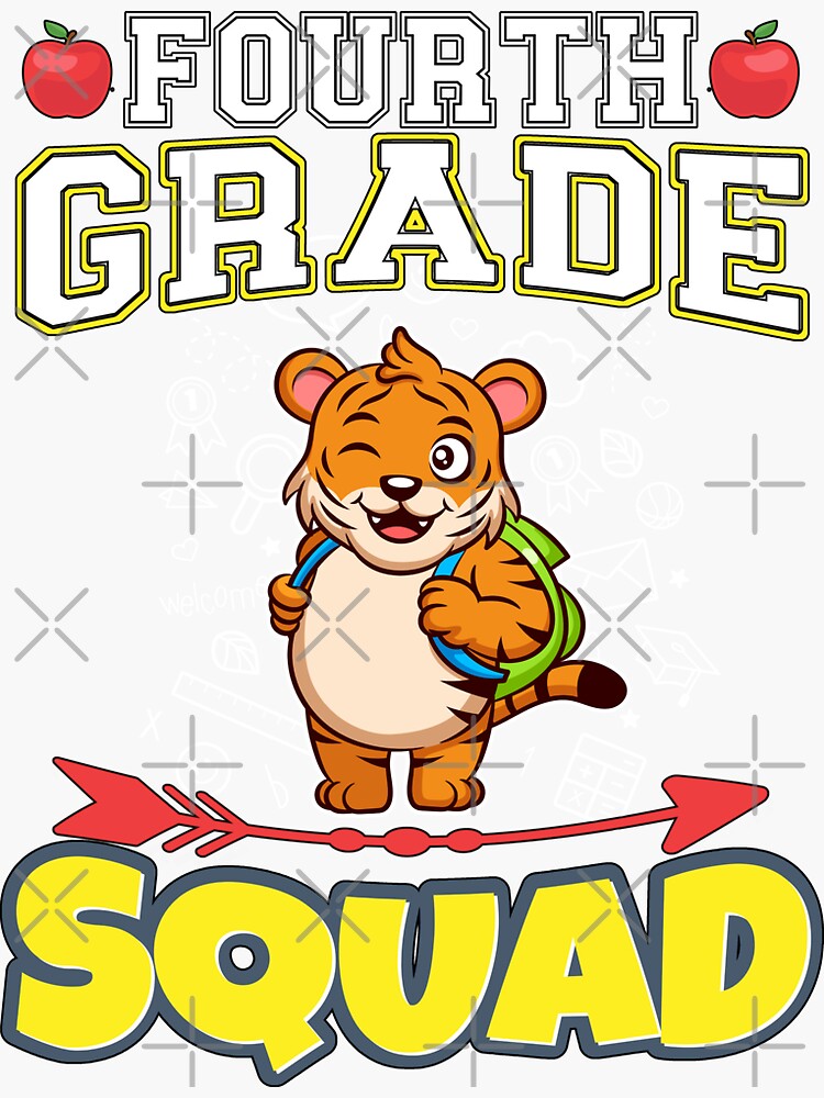 "Fourth Grade Squad Funny Elementary Primary School" Sticker for Sale ...
