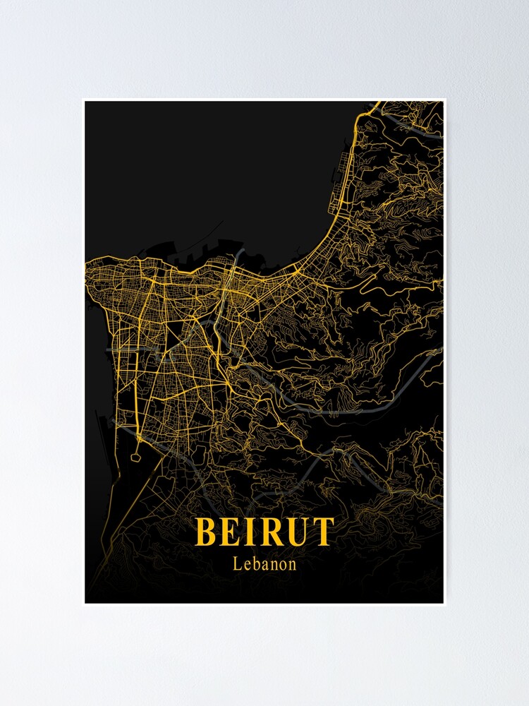 "Beirut Gold Stadtplan" Poster von OnePopArt | Redbubble