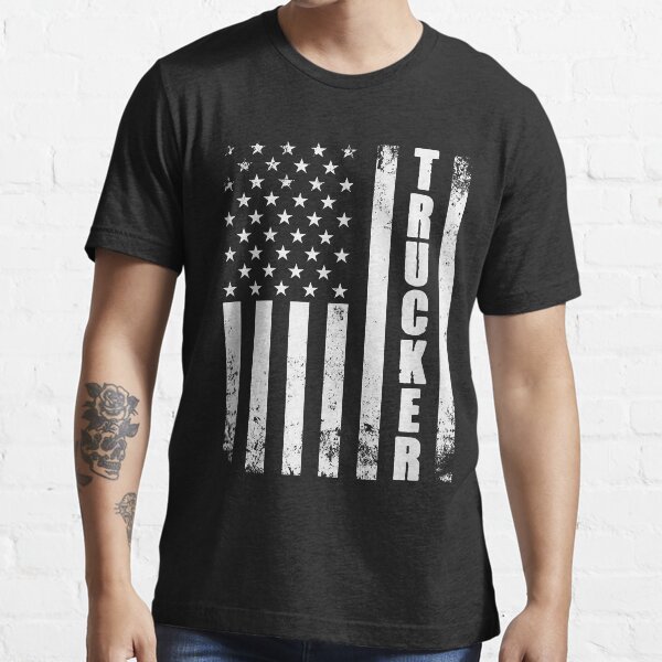 "Trucke American Flag Semi Truck Driver 18 Wheeler" T-shirt for Sale by ...