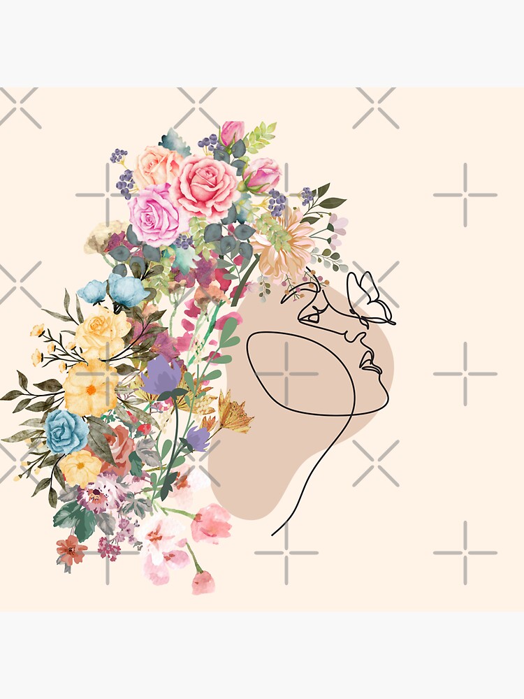 "Ruth thoughtful woman aesthetic woman with flower crown" Sticker for ...