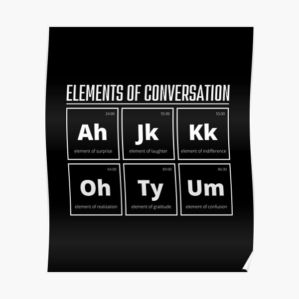 "Elements Of Conversation - Periodic Table Of Elements Design (White ...