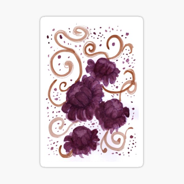 "Maroon and Gold Flowers" Sticker for Sale by Minervalus-Art | Redbubble