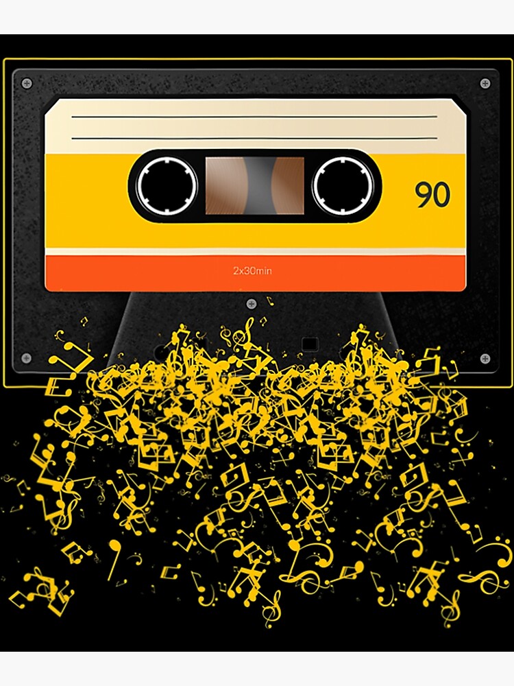 "Music Notes Vintage Cassette Tape Classic 80s 90s Art " Poster for ...