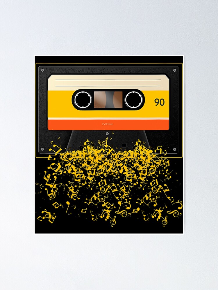 "Music Notes Vintage Cassette Tape Classic 80s 90s Art " Poster for ...