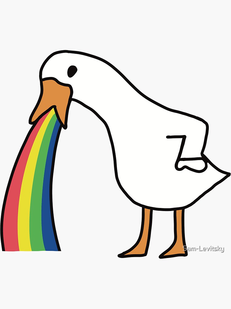 "a goose puking a rainbow" Sticker for Sale by Sam-Levitsky | Redbubble