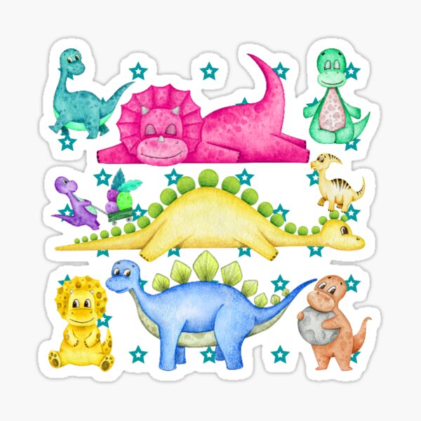 "Cute cartoon dinosaurs" Sticker for Sale by CreativeMagi | Redbubble