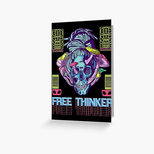 "Psychedelic Free Thinker Skull illustration, Marijuana Enthusiast gift ...