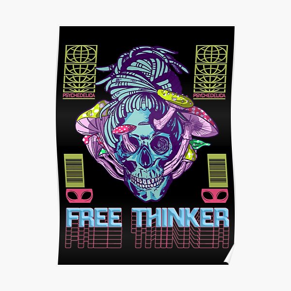 "Psychedelic Free Thinker Skull illustration, Marijuana Enthusiast gift ...