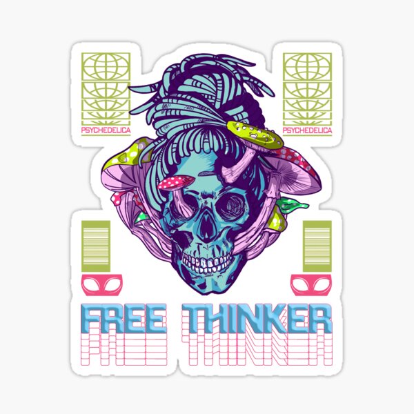 "Psychedelic Free Thinker Skull illustration, Marijuana Enthusiast gift ...
