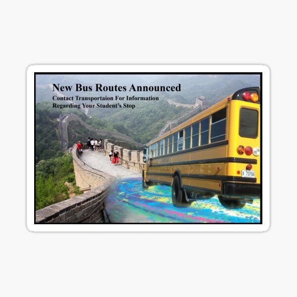 "New Bus Routes Announced" Sticker for Sale by GlobalEdQuest | Redbubble