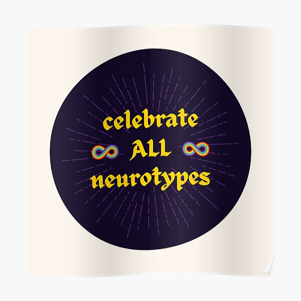 "Celebrate All Neurotypes | Dark Background with Rainbow Infinities ...