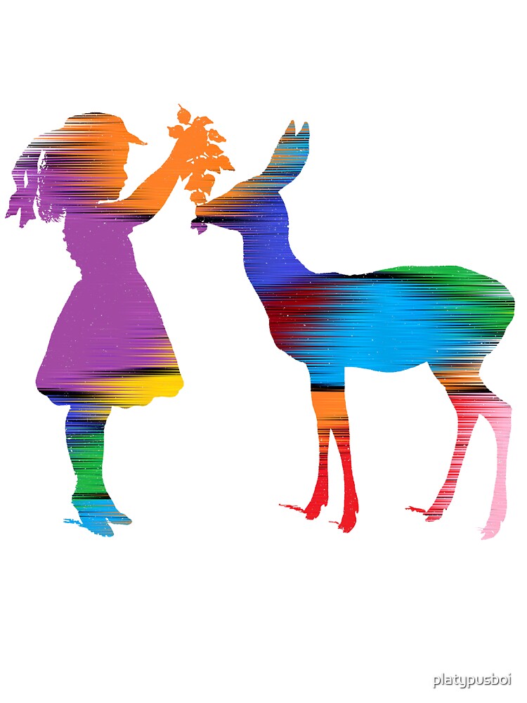 "Girl and deer" Sticker for Sale by platypusboi | Redbubble