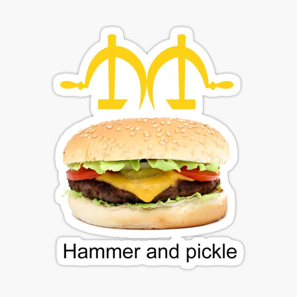 "Hammer and pickle" Sticker for Sale by platypusboi | Redbubble