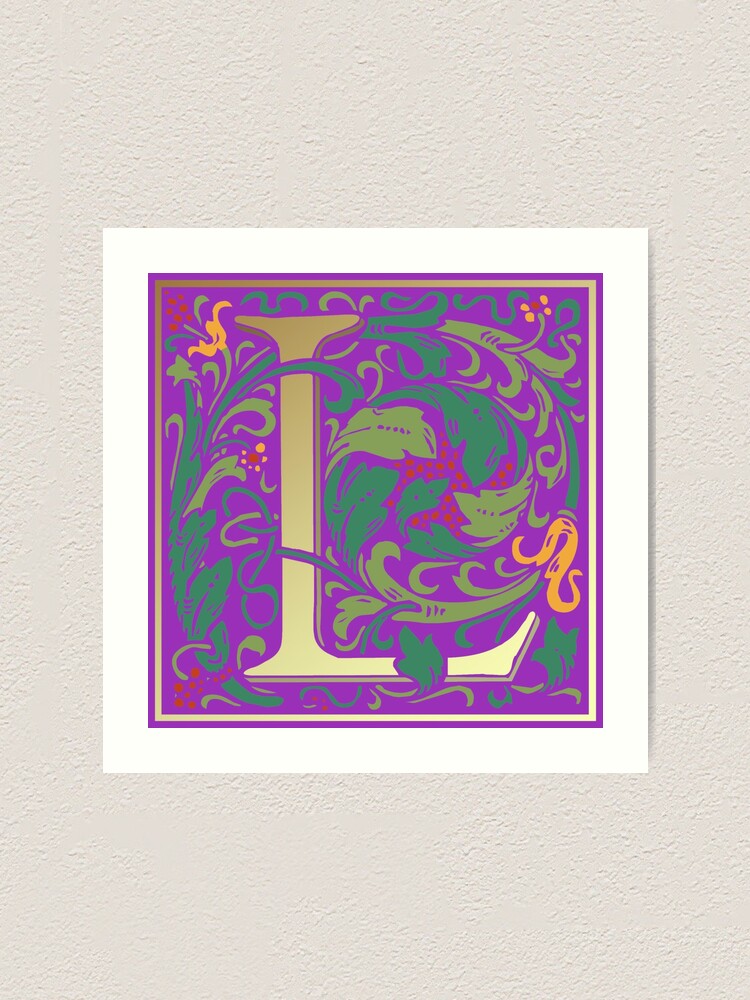 "William Morris Illuminated Initial Capital Letter L in Mauve" Art ...