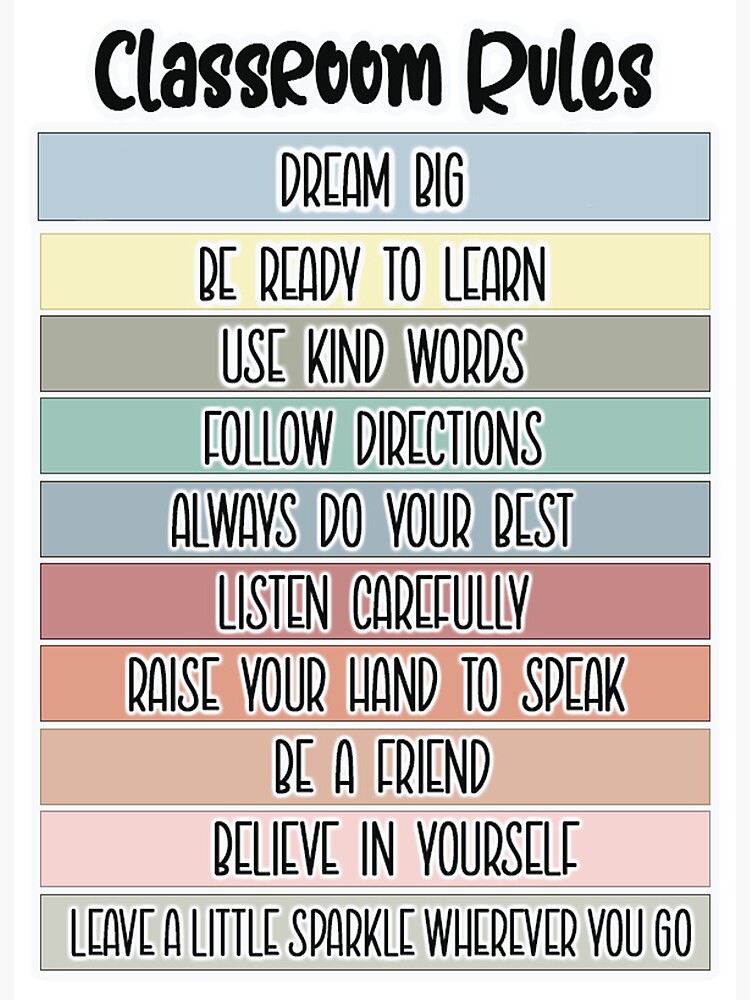 "Positive Classroom Rules " Art Board Print for Sale by jennstore ...