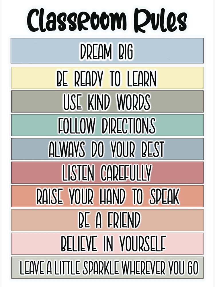 "Positive Classroom Rules " Poster for Sale by jennstore | Redbubble