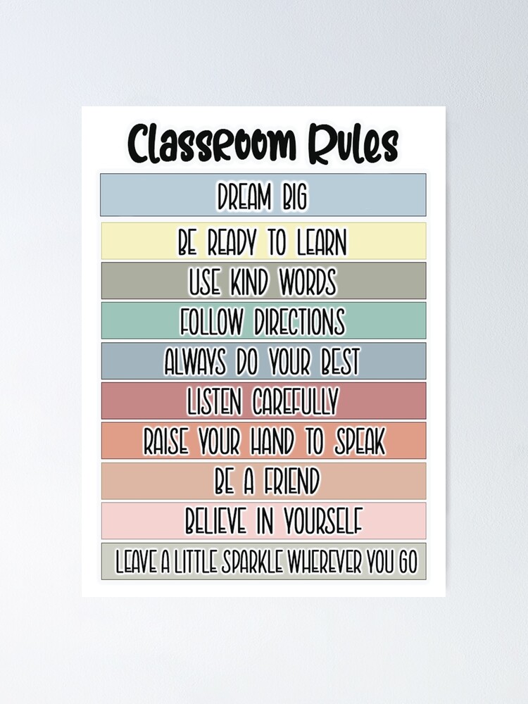 "Positive Classroom Rules " Poster for Sale by jennstore | Redbubble