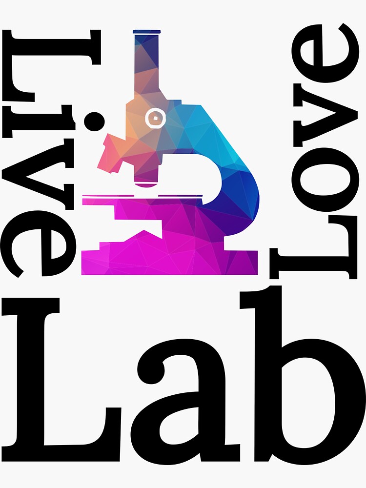 "live lab love microscope (gray)" Sticker for Sale by STEMphrases ...
