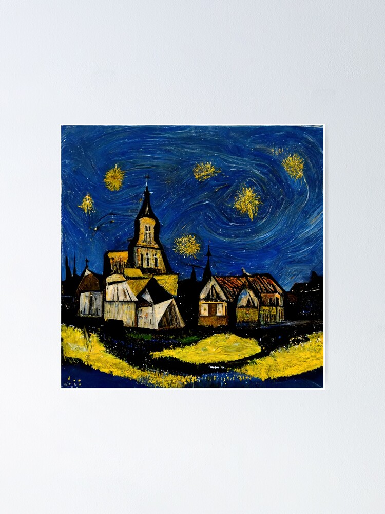 "church on a starry night" Poster for Sale by LootBazaar | Redbubble