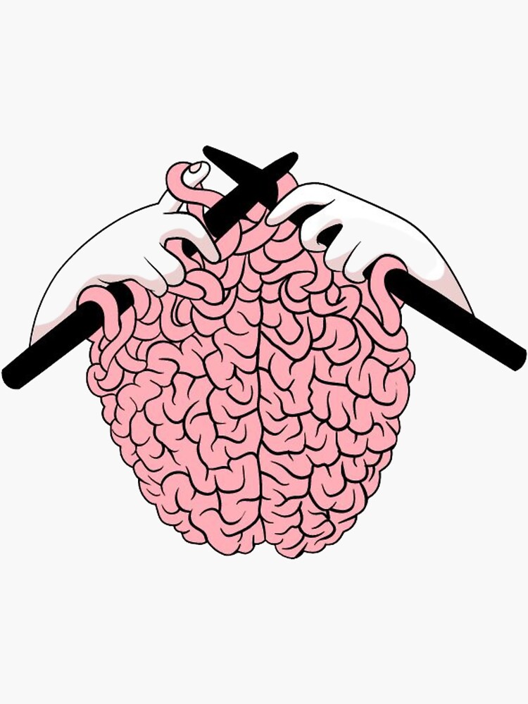 "Knitted Human Brain /Knitting a Brain" Sticker for Sale by RachbenShop ...