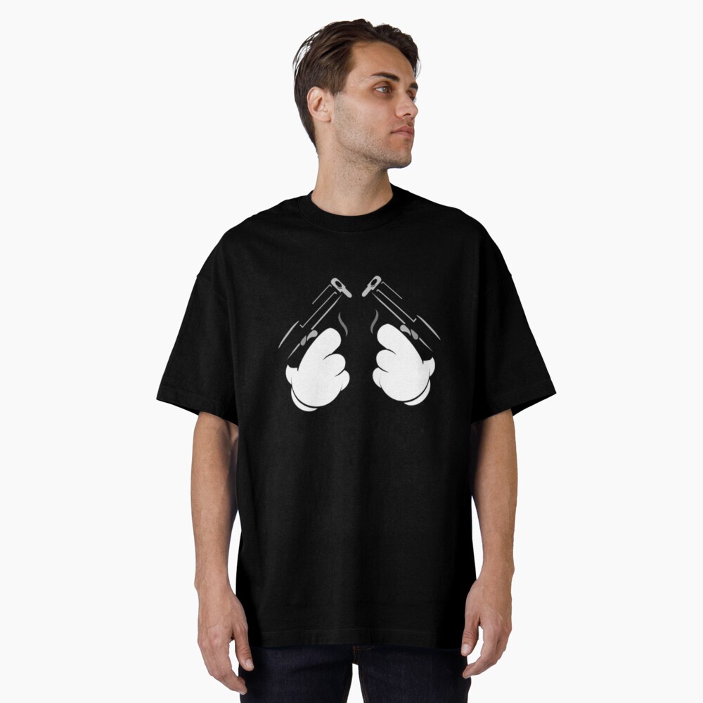 "Mickey Mouse Hands Shooting Two Guns" Sticker for Sale by ...