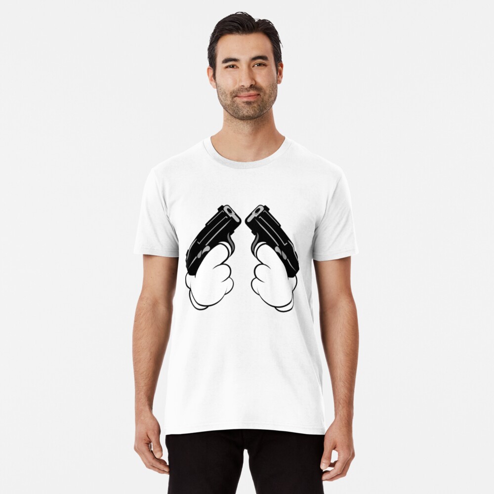 "Mickey Mouse Hands Shooting Two Guns" Sticker for Sale by ...