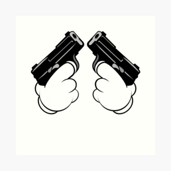 "Mickey Mouse Hands Shooting Two Guns" Art Print by MyNameIsVZalaya ...