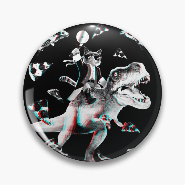 "T Rex Pizza Party Samurai Cat Riding T Rex Eating Pizza Funny Dino for ...