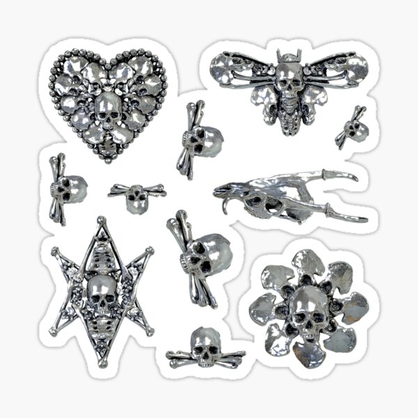 "Skulls Sticker Pack 04 (Skull Jewelry Metal Silver Skulls)" Sticker ...