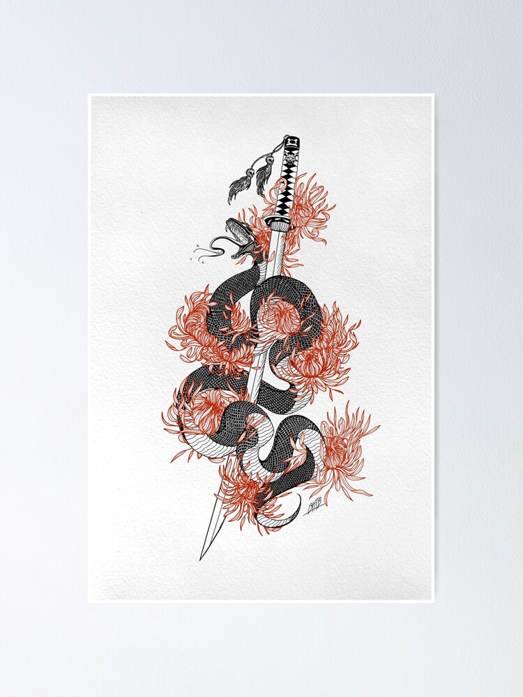 "Snakes and Swords (Red)" Poster for Sale by BigHrtTinyBrain | Redbubble