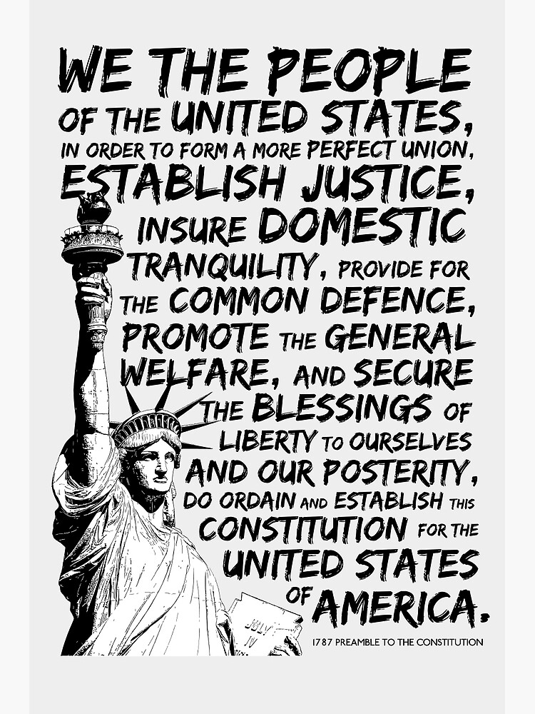 "We The People Preamble to the Constitution Cool American Shirt BLACK ...